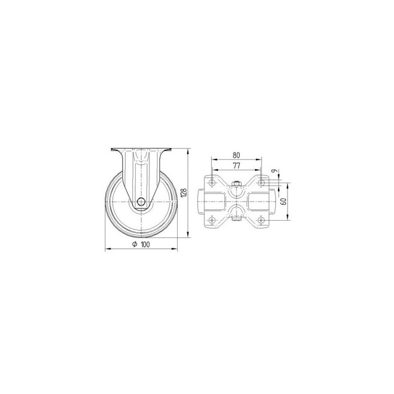 Roulette fixe bleue pour flightcase