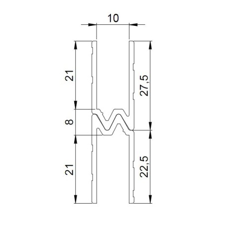 Profilé d'emboîtement 10mm hybride 199cm