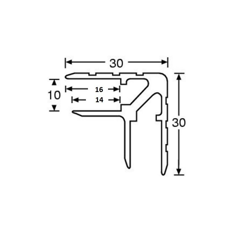 Cornière double 10mm 199cm